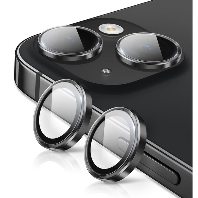 Tempered Glass Camera Lens Protector for iPhone 15 plus-Black | i-Blason