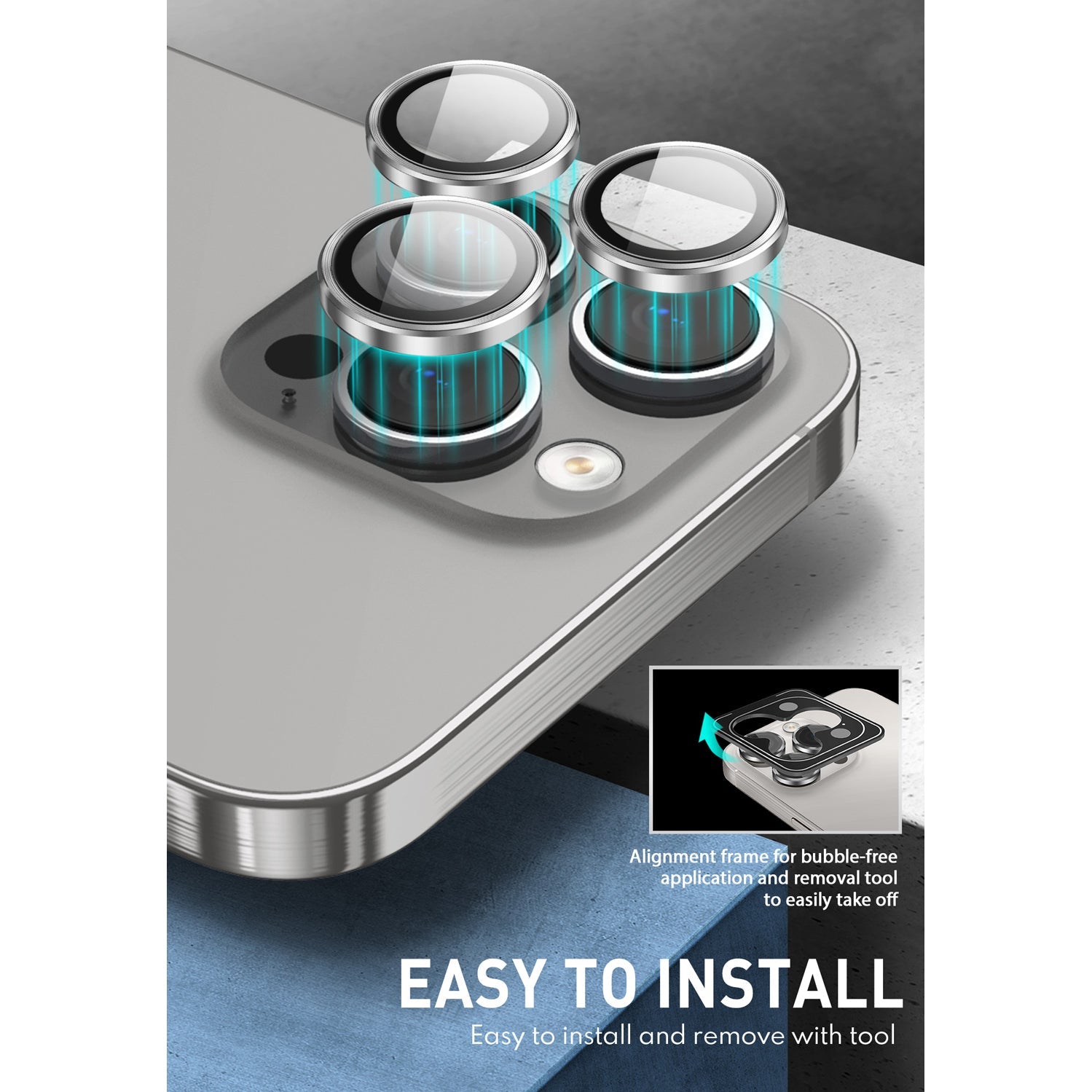 Tempered Glass Camera Lens Protector for iPhone 15 Pro Max-Silver | i ...